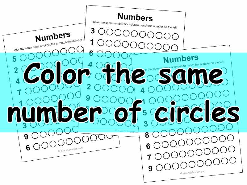 Free Printable Count and Color the Circles Worksheets - Alien Schooler