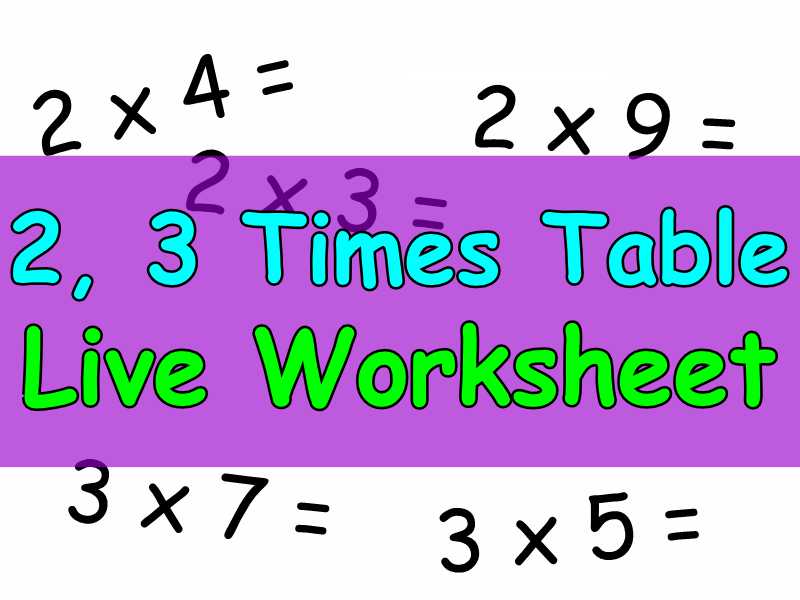 2 and 3 Multiplication Live Worksheet - Alien Schooler