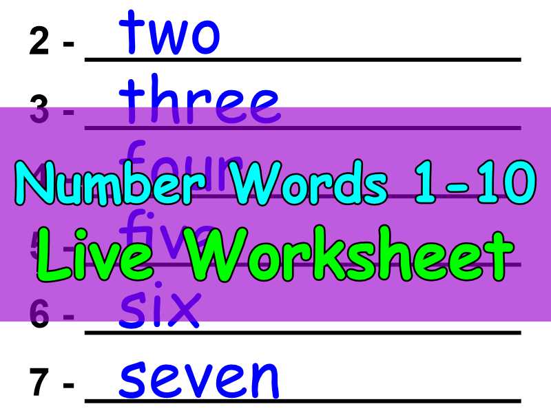 Write Number Words 1-10 Live Worksheet - Alien Schooler