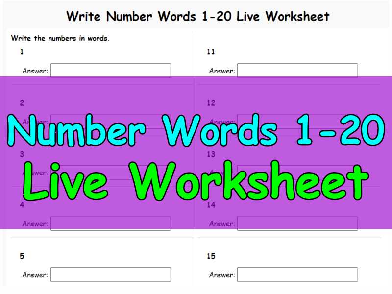 Write Number Words 1-20 Live Worksheet - Alien Schooler