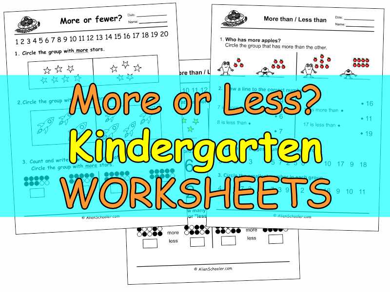 More or Less Kindergarten Worksheets – Comparing Numbers Free PDF