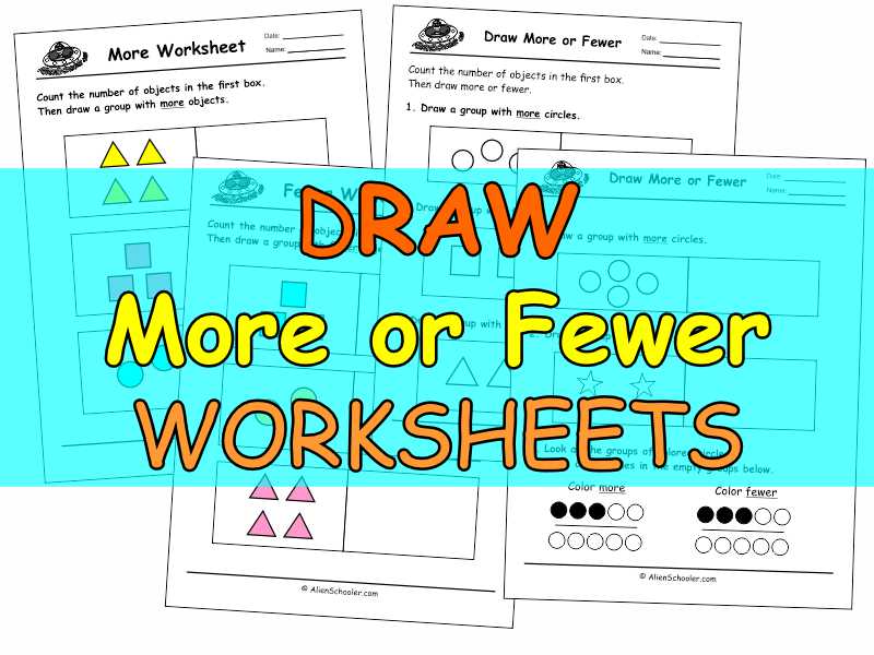 Draw More or Less Kindergarten Worksheets – Free PDF Printables