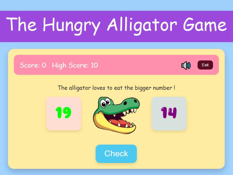 Hungry Alligator Math Game - Compare Numbers Fun for Kids
