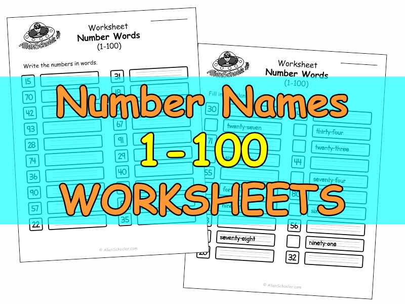 Write in Words 1 - 100 Workhseets - Math Worksheets